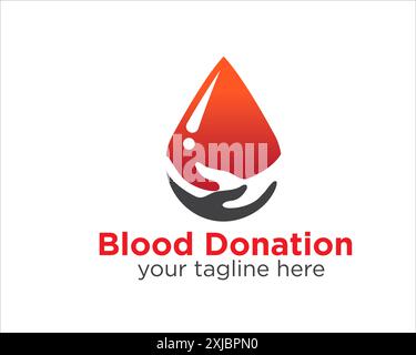 Blood Bank Logo With Red Blood Drop and Green Tick Sign Template ...