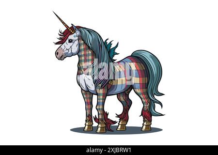Unicorn Full Body Plaid Cartoon Vector Stock Vector Image & Art - Alamy