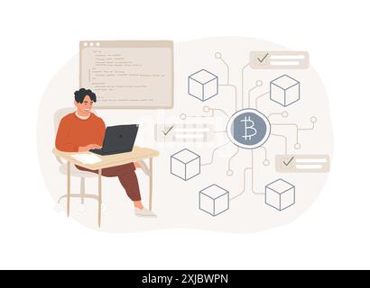 Blockchain tech architect isolated cartoon vector illustrations Stock ...