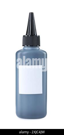 Bottle of black printer ink isolated on white Stock Photo - Alamy