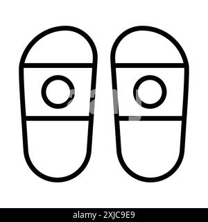 Slippers icon Flat set in black and white color outline vector Stock ...