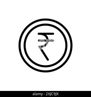 rupee currency icon Flat set in black and white color outline vector ...