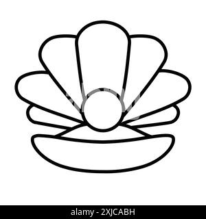Pearl icon Flat set in black and white color outline vector Stock ...