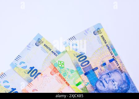 South African banknotes various denominations from 10 to 200 rand notes ...