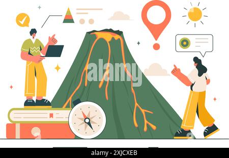 Geologist Vector Illustration with Soil Analysis and Features of the ...