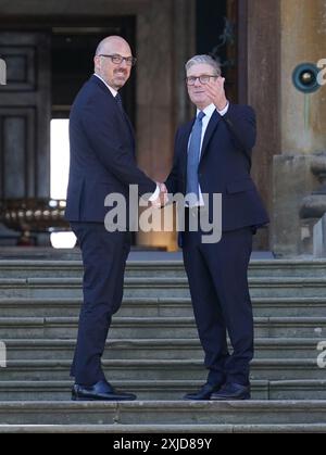 Prime minister of Liechtenstein Daniel Risch (L) and Prime minister of ...