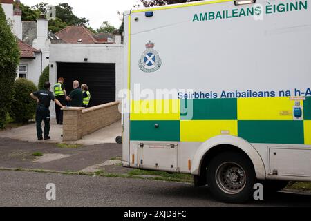 Edinburgh, Scotland, UK, Five ambulance vehicles and two Police ...