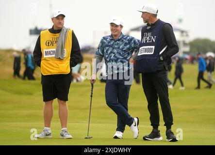 Robert MacIntyre and caddie Mike Burrows (right) on the first tee on ...