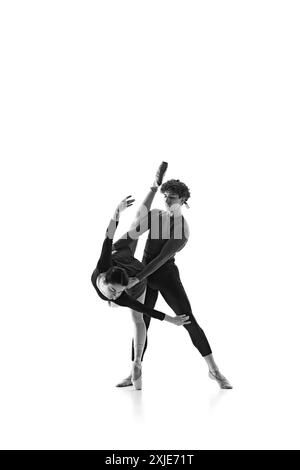 Ballet duo, man and woman perfecting their graceful dance moves in ...