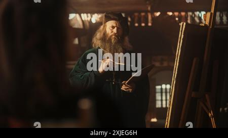 Representation of Historical Era: Wide Portrait of the Genius Leonardo ...