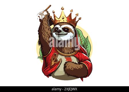 Sloth King Vector Illustration Stock Vector Image & Art - Alamy