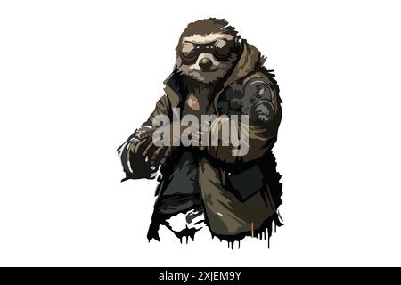 Sloth Cyberpunk Style Vector Stock Vector Image & Art - Alamy
