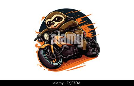 Sloth Riding A Motorcycle Vector Illustration Stock Vector Image And Art