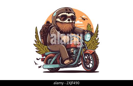 Sloth Riding A Motorcycle Vector Illustration Stock Vector Image & Art ...