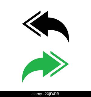 Curved arrow icons. Direction symbols set. Black and white. Vector graphic Stock Vector Image ...