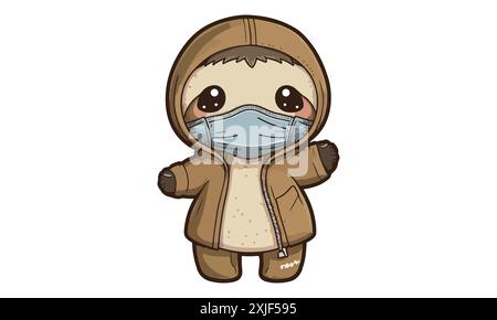 Sloth Wearing A Face Mask Vector Illustration Stock Vector Image & Art ...