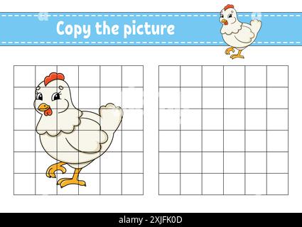 Draw the hen. Complete the picture. Vector on the farm drawing practice ...