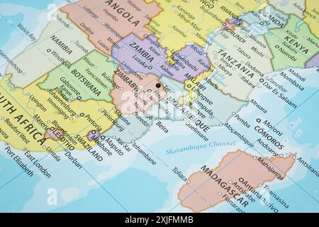 black pin needle into beira city of mozambique political map Stock ...