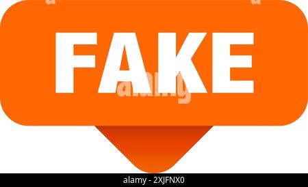 fake sticker. fake sign on transparent background. rectangular button ...