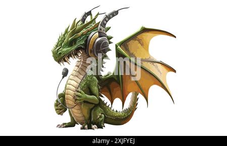 Dragon Wearing a Headphone Vector Illustration Stock Vector Image & Art ...
