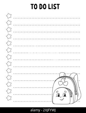 Printable to do list. Back to school. Paper sheet. Vector illustration ...