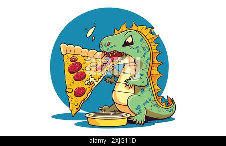 Dragon Eating a Pizza Vector Illustration Stock Vector Image & Art - Alamy