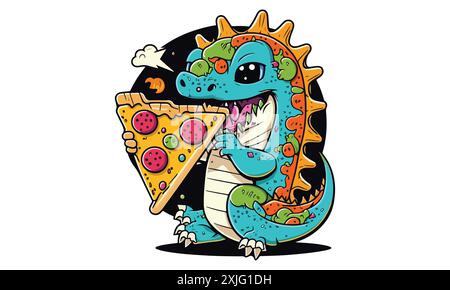Dragon Eating a Pizza Vector Illustration Stock Vector Image & Art - Alamy