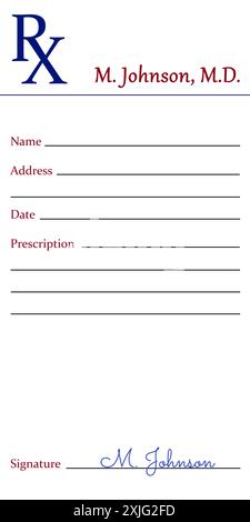 Medical prescription with empty fields, abbreviation RX and signed by ...