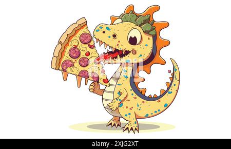 Dragon Eating a Pizza Vector Illustration Stock Vector Image & Art - Alamy