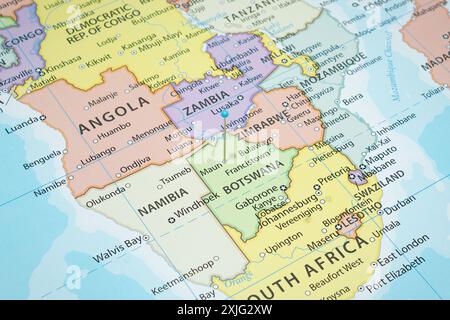 light blue pin needle into maun city of botswana political map Stock ...
