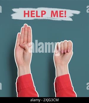 international signal for domestic violence help gesture symbol. SOS ...