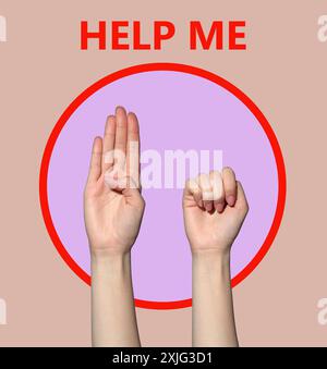 international signal for domestic violence help gesture symbol. SOS ...