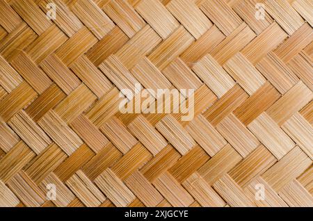 Closeup view of Handcraft woven bamboo strips pattern made in Myanmar ...