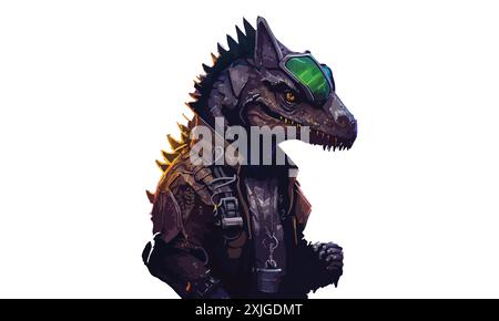 Cyberpunk Dinosaur vector illustration Stock Vector Image & Art - Alamy