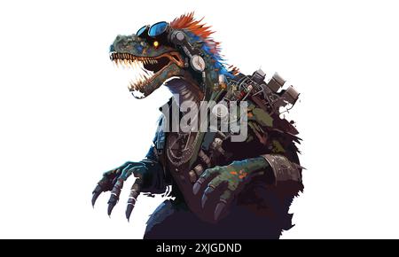 Cyberpunk Dinosaur vector illustration Stock Vector Image & Art - Alamy