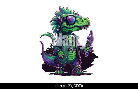 Cyberpunk Dinosaur vector illustration Stock Vector Image & Art - Alamy