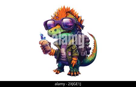 Cyberpunk Dinosaur vector illustration Stock Vector Image & Art - Alamy