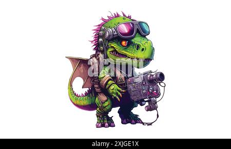 Cyberpunk Dinosaur vector illustration Stock Vector Image & Art - Alamy