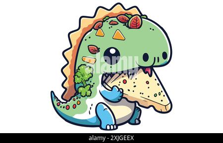 Dinosaur eating a taco vector illustration Stock Vector Image & Art - Alamy