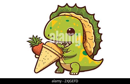 Dinosaur eating a taco vector illustration Stock Vector Image & Art - Alamy