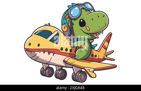 Dinosaur riding a plane vector illustration Stock Vector Image & Art ...
