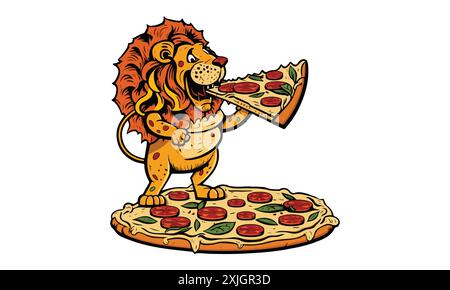 Lion eats Pizza Vector Illustration Stock Vector Image & Art - Alamy