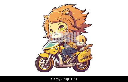 Lion Riding a Motorcycle Vector Illustration Stock Vector Image & Art ...