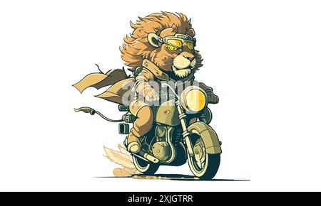 Lion Riding a Motorcycle Vector Illustration Stock Vector Image & Art ...