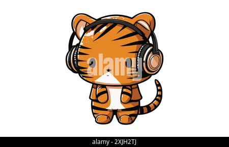 Tiger Wearing Headphones Vector Stock Vector Image & Art - Alamy
