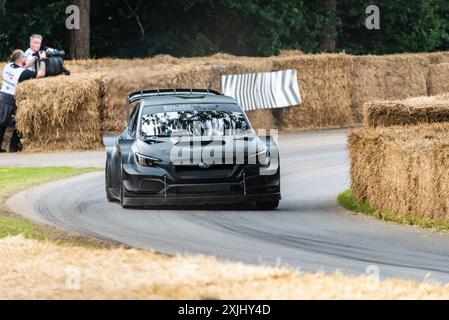 2024 Subaru WRX 'Airslayer' racing car driving up the hill climb track ...