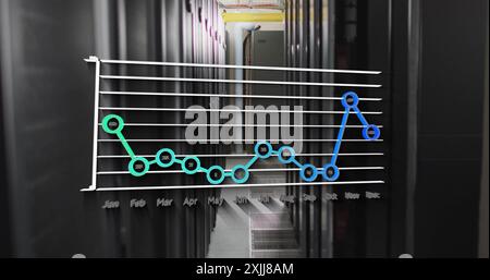 Image of monthly data on annual graph over computer server room Stock ...