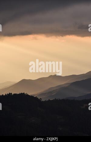 View of sunset light rays after rain over valley of Oaxaca, MÃ©xico ...