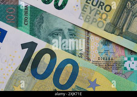 Bulgarian lev and Euro banknotes for design purpose Stock Photo - Alamy