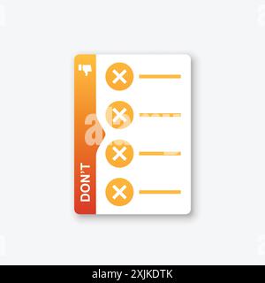 Negative list or planning icon in flat style. Paper sheet with cons ...